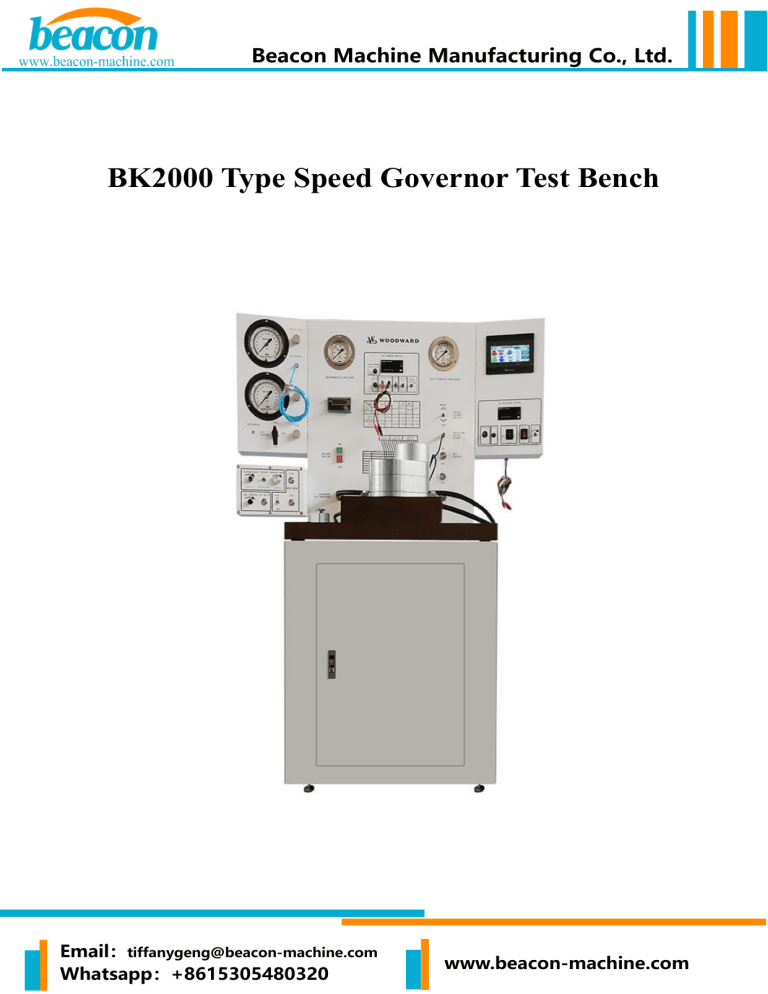 BK2000 Speed Governor Test Bench Specs