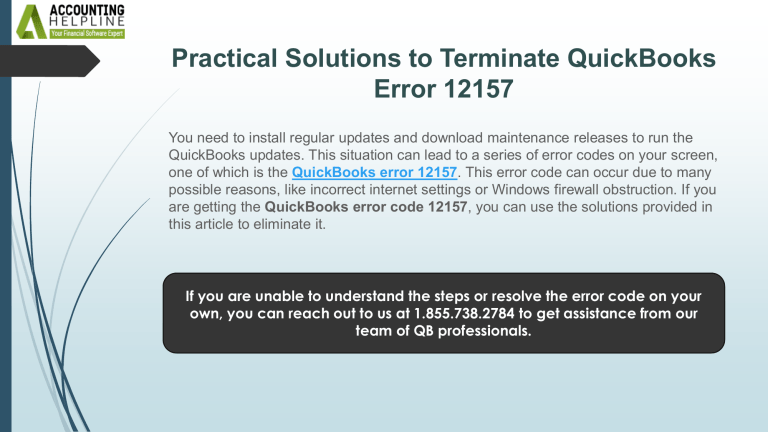 Fix QuickBooks Error 12157: Practical Solutions