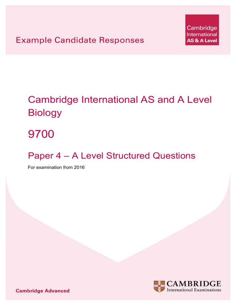 Cambridge A Level Biology: Example Candidate Responses