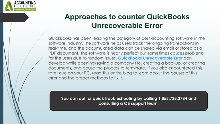 QuickBooks Unrecoverable Error: Causes & Solutions