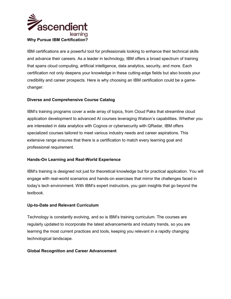 IBM Certification: Enhance Skills with Ascendient Learning