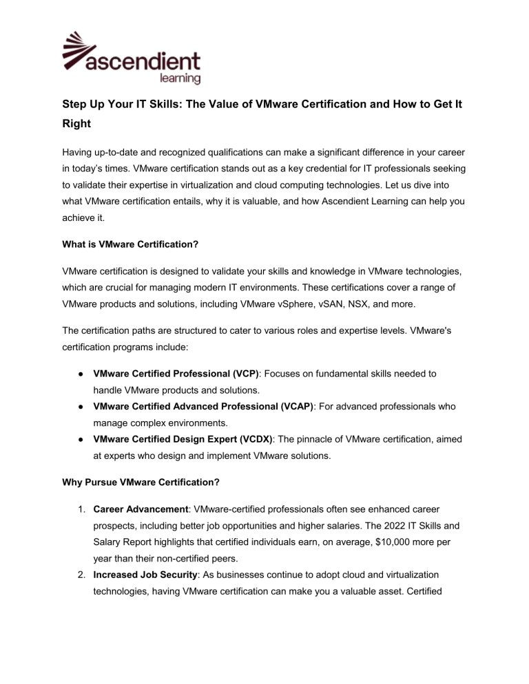 VMware Certification: Skills, Value & Training | Ascendient