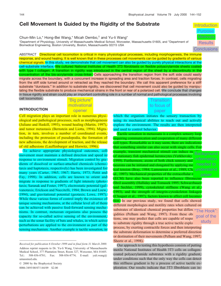 Cell Movement & Substrate Rigidity: A Biophysical Study