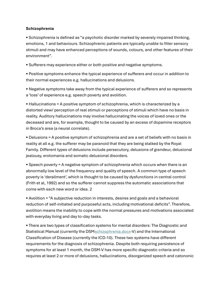 Schizophrenia: Symptoms, Diagnosis & Classification
