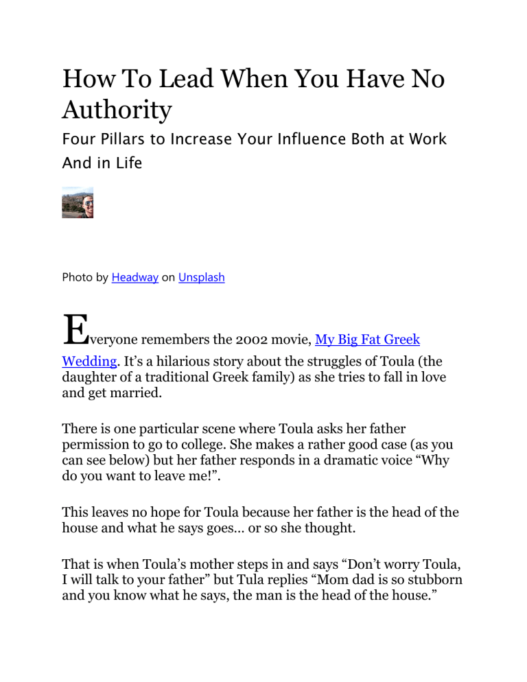 Lead Without Authority: 4 Pillars to Increase Influence