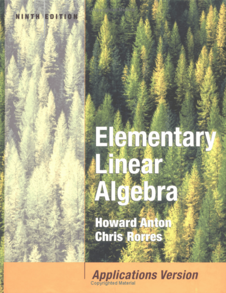 Elementary Linear Algebra Textbook, 9th Edition