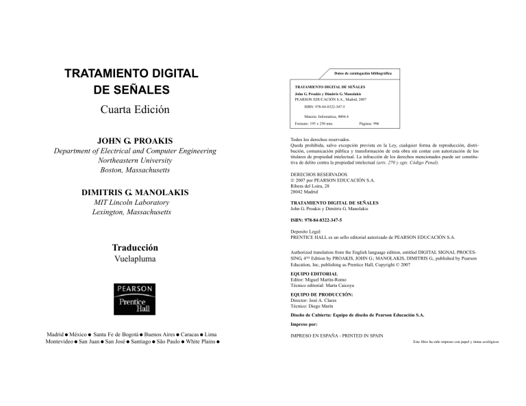 Libro de Texto de Tratamiento Digital de Señales por Proakis & Manolakis