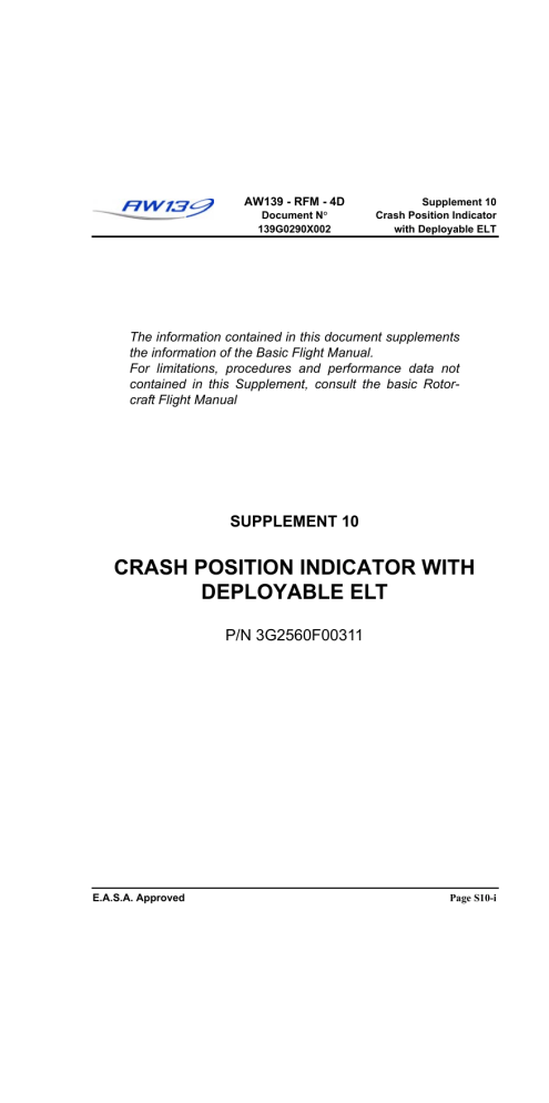 AW139 ELT Supplement: Crash Position Indicator Procedures