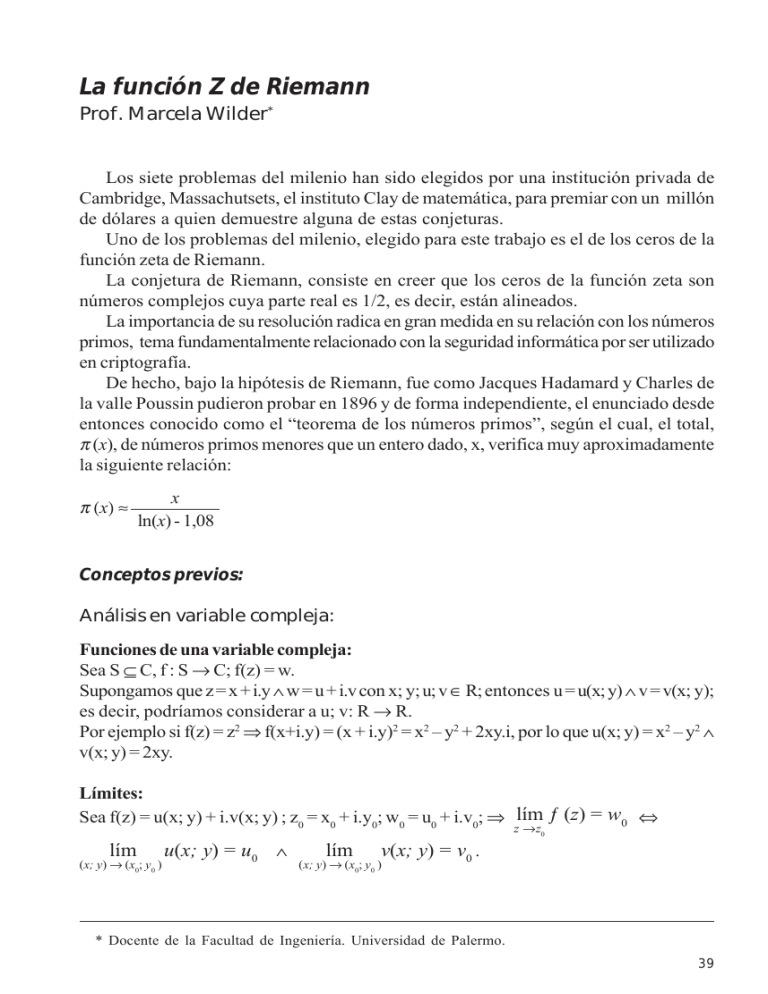 Ceros de la Función Zeta de Riemann: Análisis Complejo y Números Primos