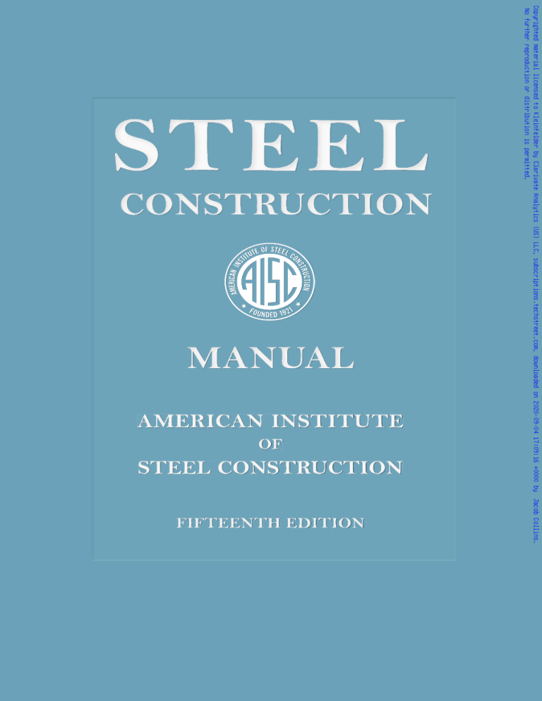 AISC Steel Construction Manual, 15th Edition