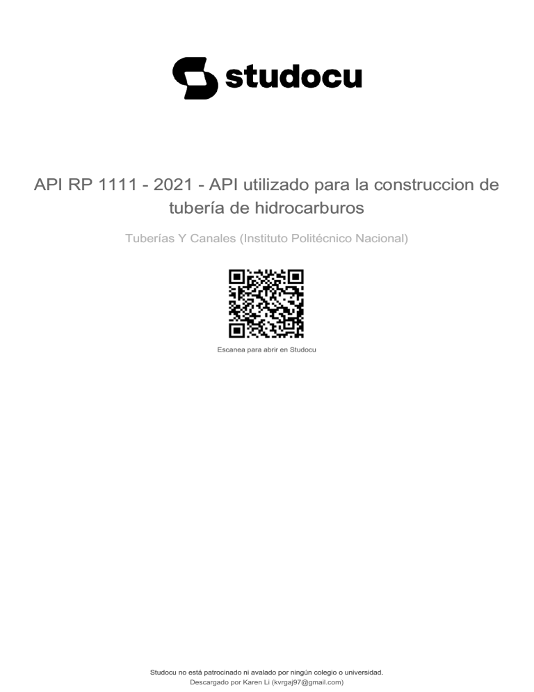 API RP 1111: Offshore Hydrocarbon Pipeline Design