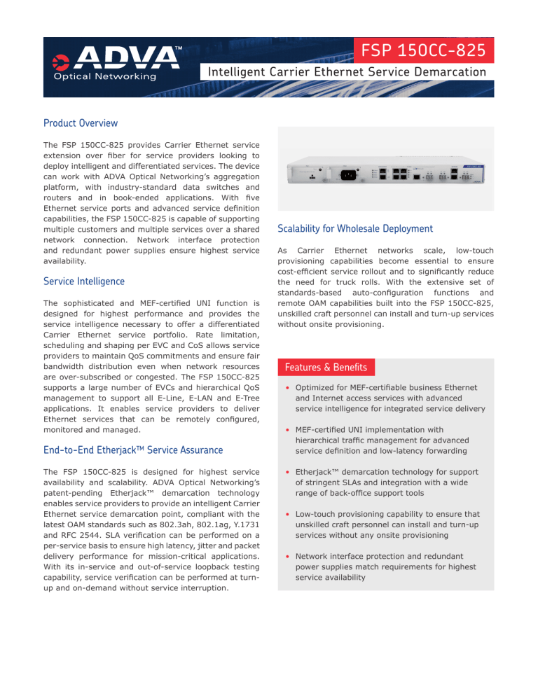 FSP 150CC-825: Intelligent Carrier Ethernet Service Demarcation