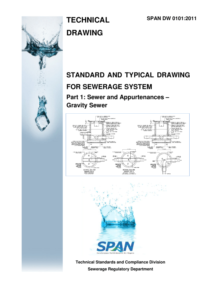 Sewerage System Gravity Sewer Technical Drawing Standard