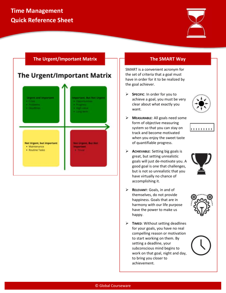 Time Management Skills: Quick Reference Sheet
