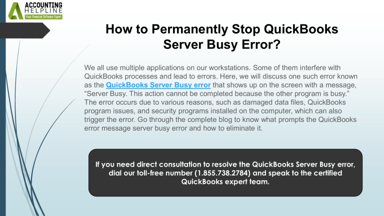 Fix QuickBooks Server Busy Error: Troubleshooting Guide