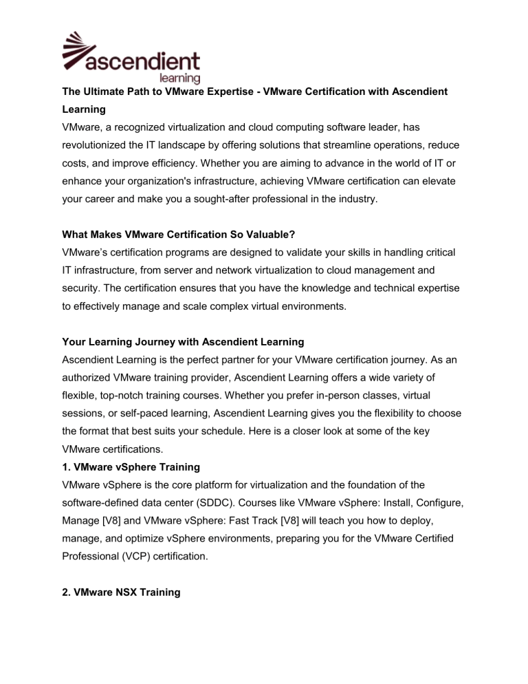 VMware Certification Training with Ascendient Learning