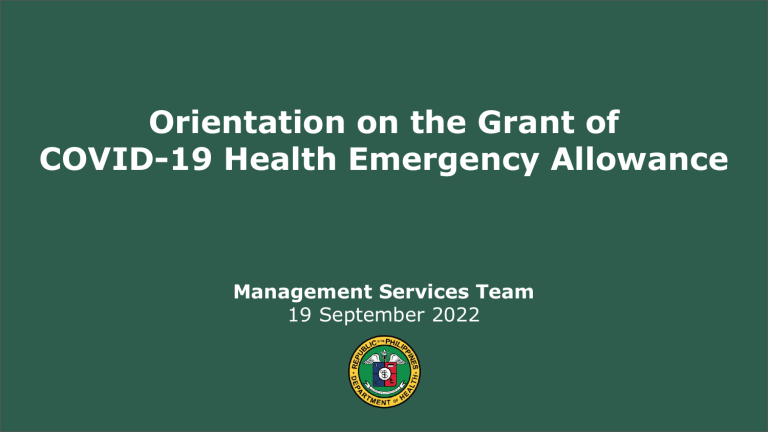 COVID-19 Health Emergency Allowance Guidelines