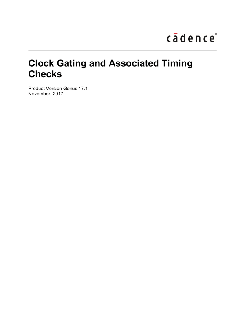 Clock Gating Timing Checks: Genus 17.1 Application Note