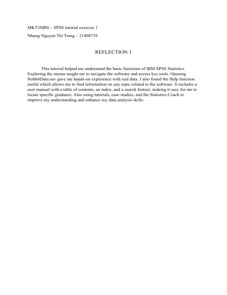 SPSS Tutorial Reflection: Data Analysis Skills