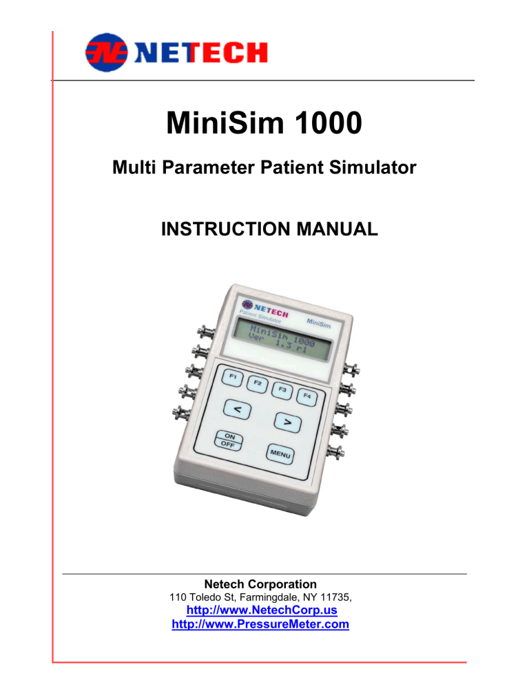 MiniSim 1000 Patient Simulator Instruction Manual