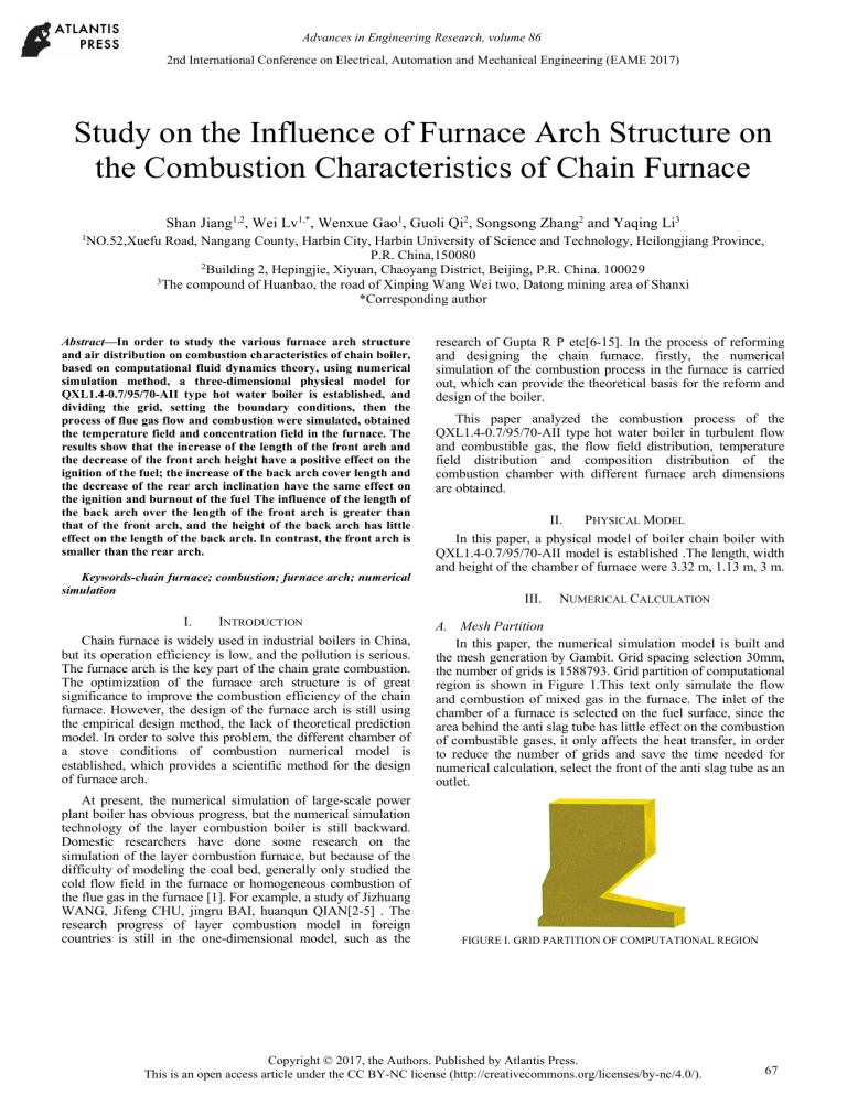 Furnace Arch Design & Combustion in Chain Furnaces
