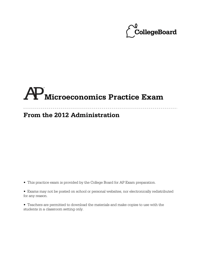 AP Microeconomics Practice Exam (2012)