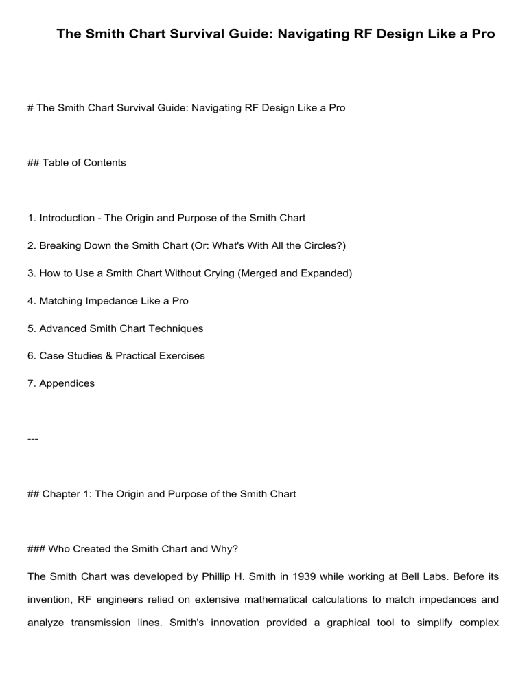 Smith Chart Survival Guide: RF Design Navigation