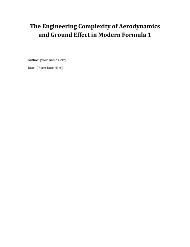 Aerodynamics & Ground Effect in Formula 1: Engineering Complexity