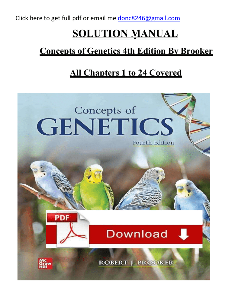 Concepts of Genetics 4th Ed. Solution Manual