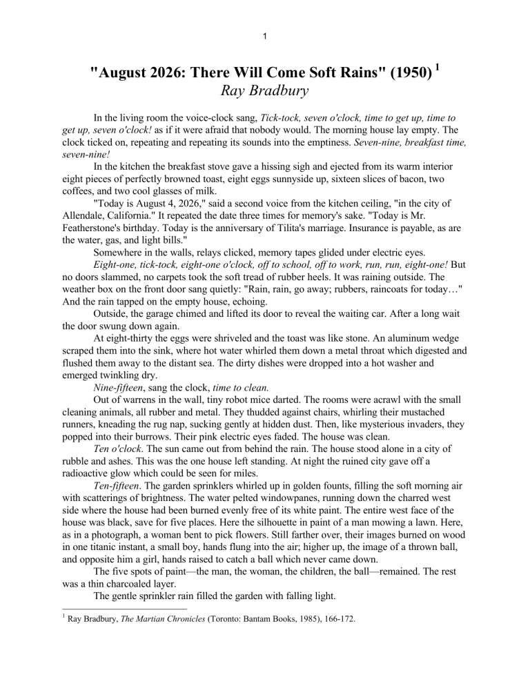 "There Will Come Soft Rains" by Ray Bradbury | Sci-Fi Short Story