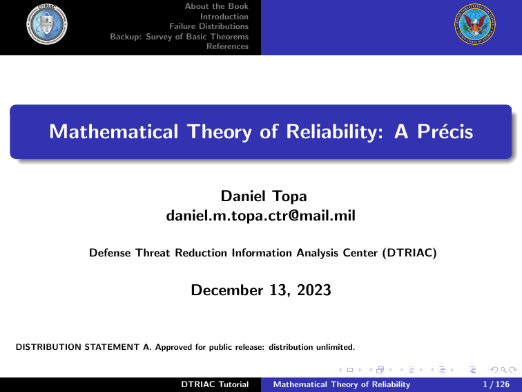 Mathematical Reliability Theory: A Concise Overview