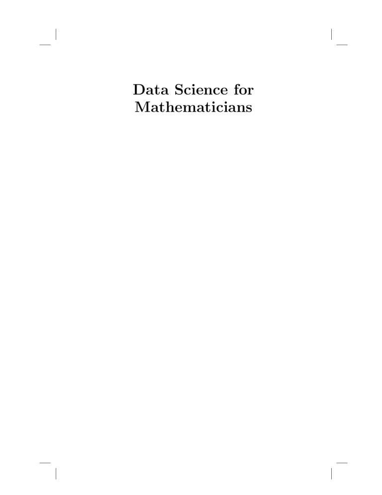 Data Science for Mathematicians Handbook