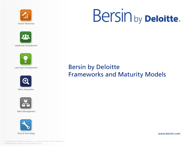 Bersin by Deloitte HR & Talent Frameworks and Maturity Models Guide