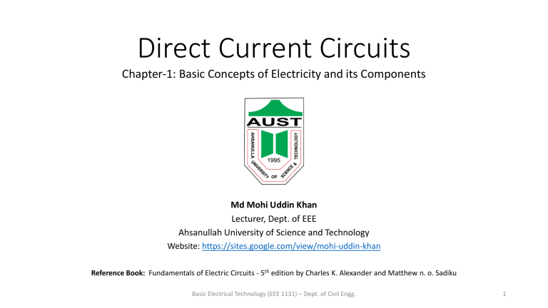 Direct Current Circuits: Basic Concepts of Electricity