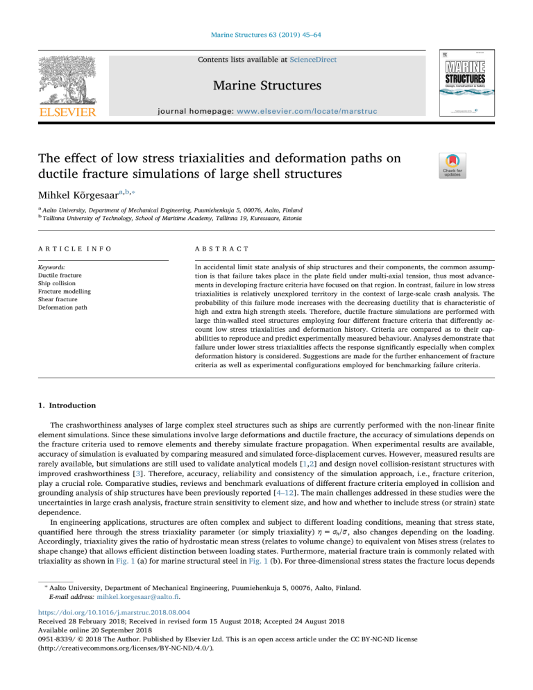 Ductile Fracture in Marine Structures: Stress & Deformation