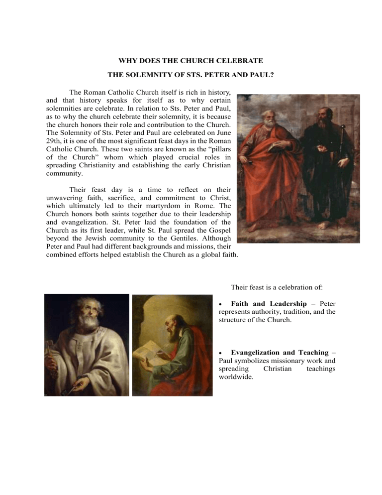 Saints Peter and Paul: Solemnity & Significance in the Church