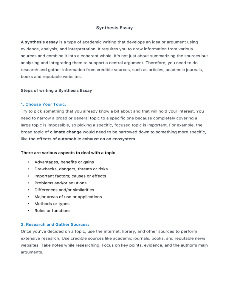 Synthesis Essay Writing Guide: Steps & Format
