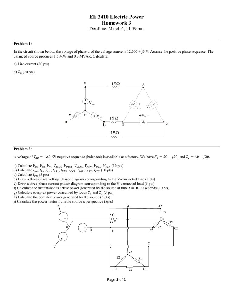 EE 3410 Electric Power Homework 3