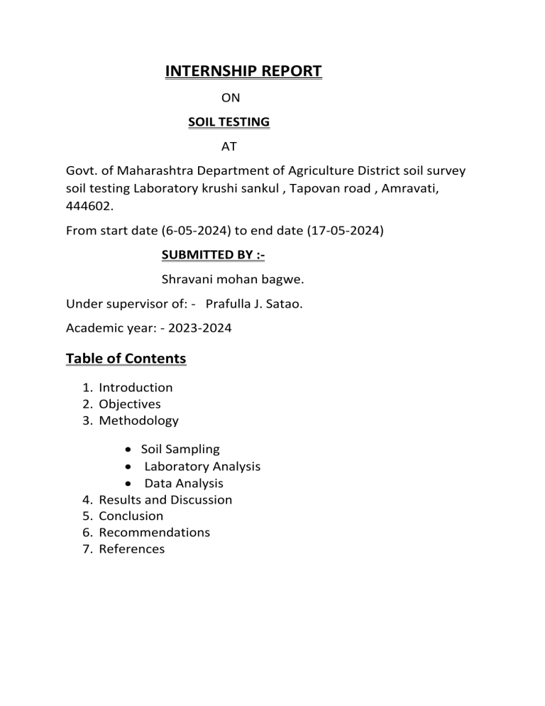 Soil Testing Internship Report: Analysis & Recommendations