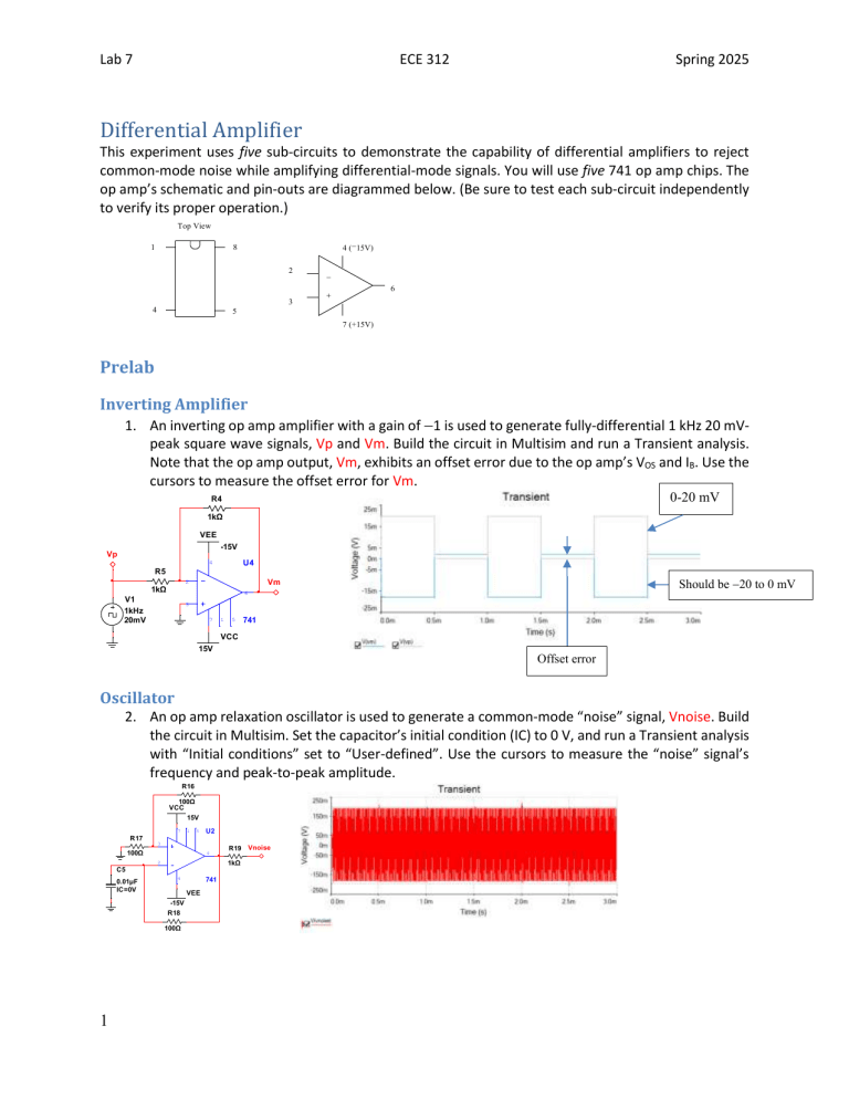 Differential Amplifier Lab: ECE 312 Experiment