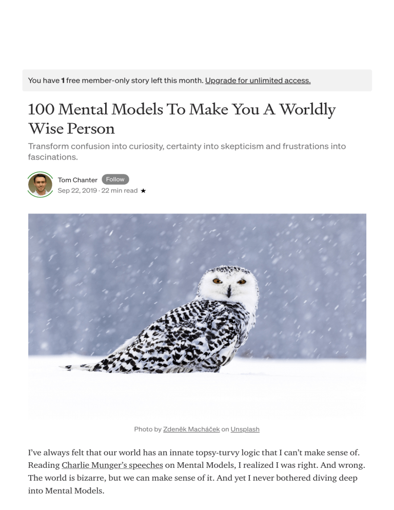 100 Mental Models: A Guide to Worldly Wisdom