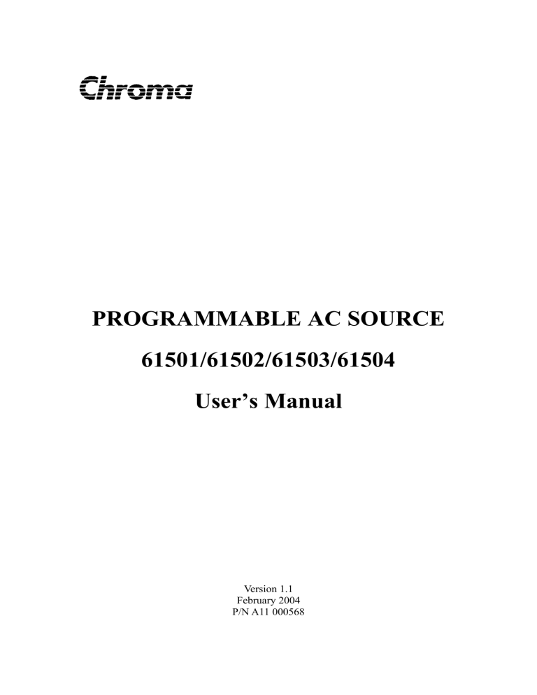 Chroma AC Source 61501-61504 User Manual