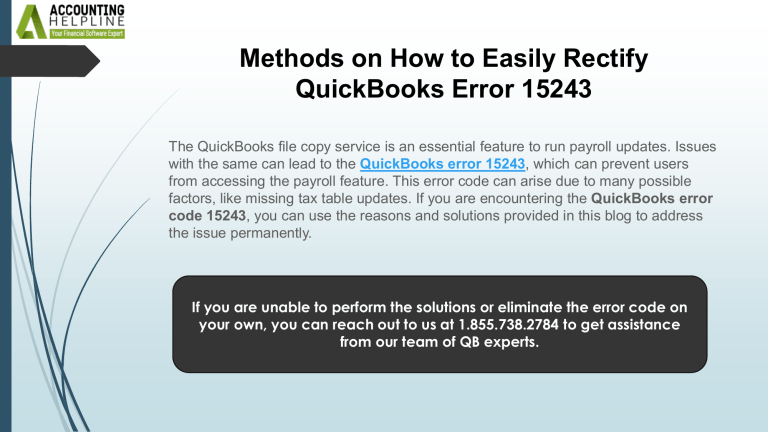 Fix QuickBooks Error 15243: Easy Methods & Solutions