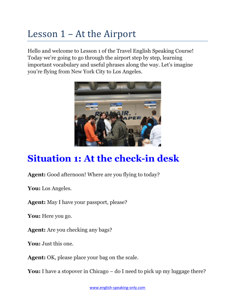 Travel English: Airport Vocabulary & Phrases