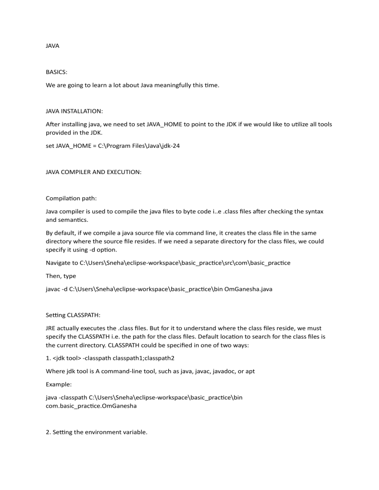 Java Basics: Installation, Compilation, and APIs Tutorial