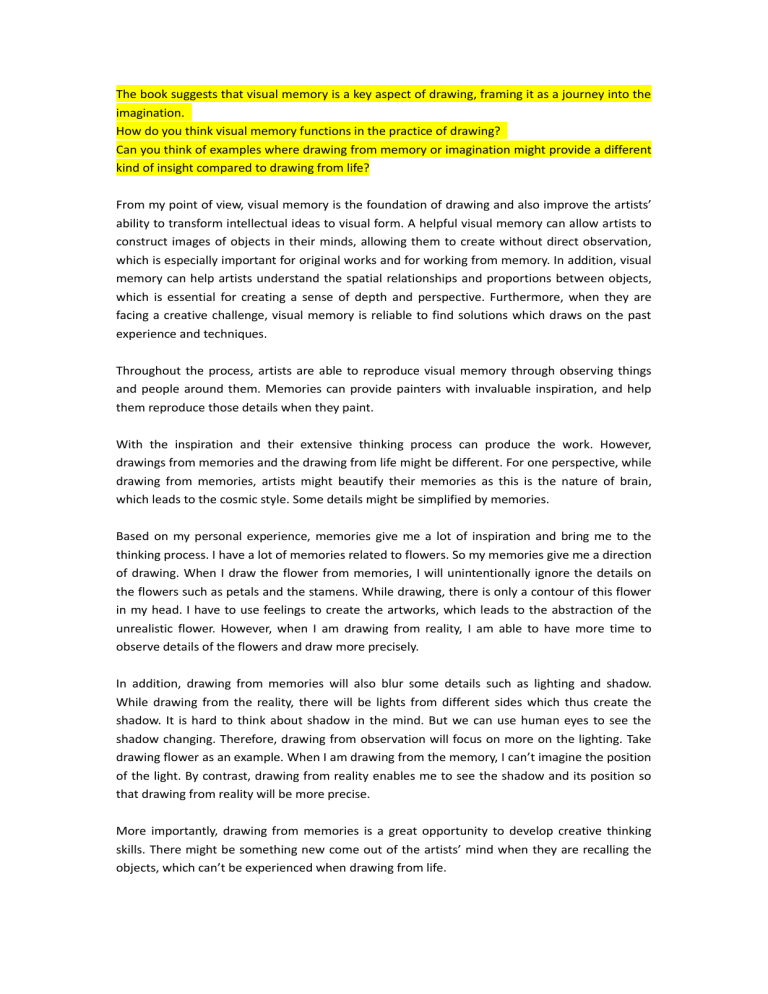 Visual Memory in Drawing: Insights & Differences