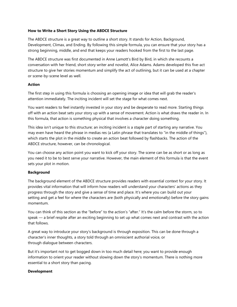 ABDCE Structure: How to Write a Short Story