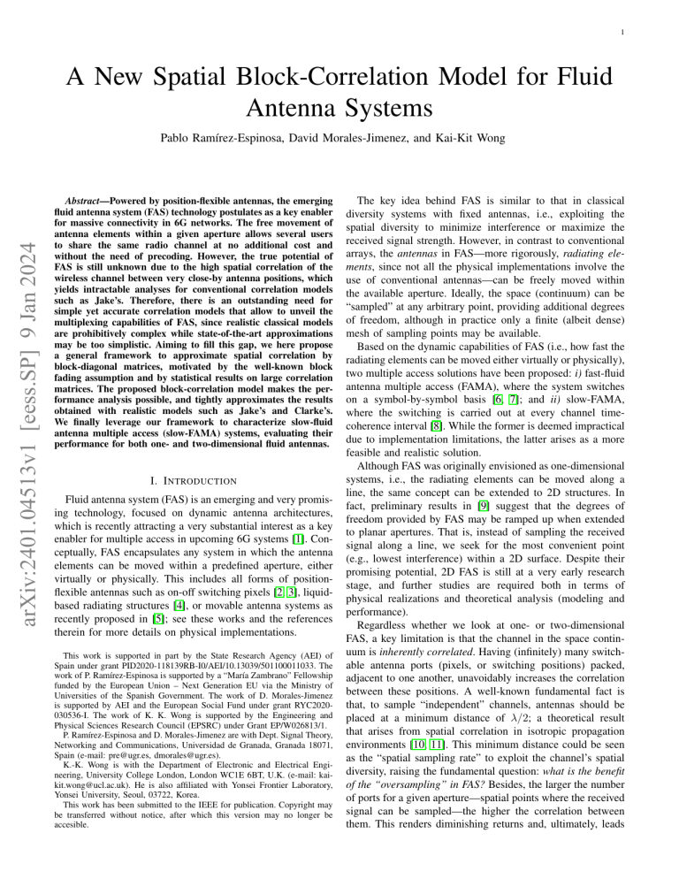 Fluid Antenna Systems: Spatial Block-Correlation Model