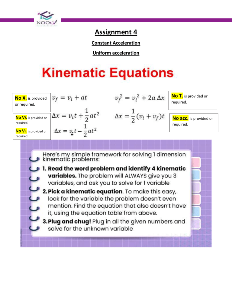 Constant Acceleration Physics Assignment