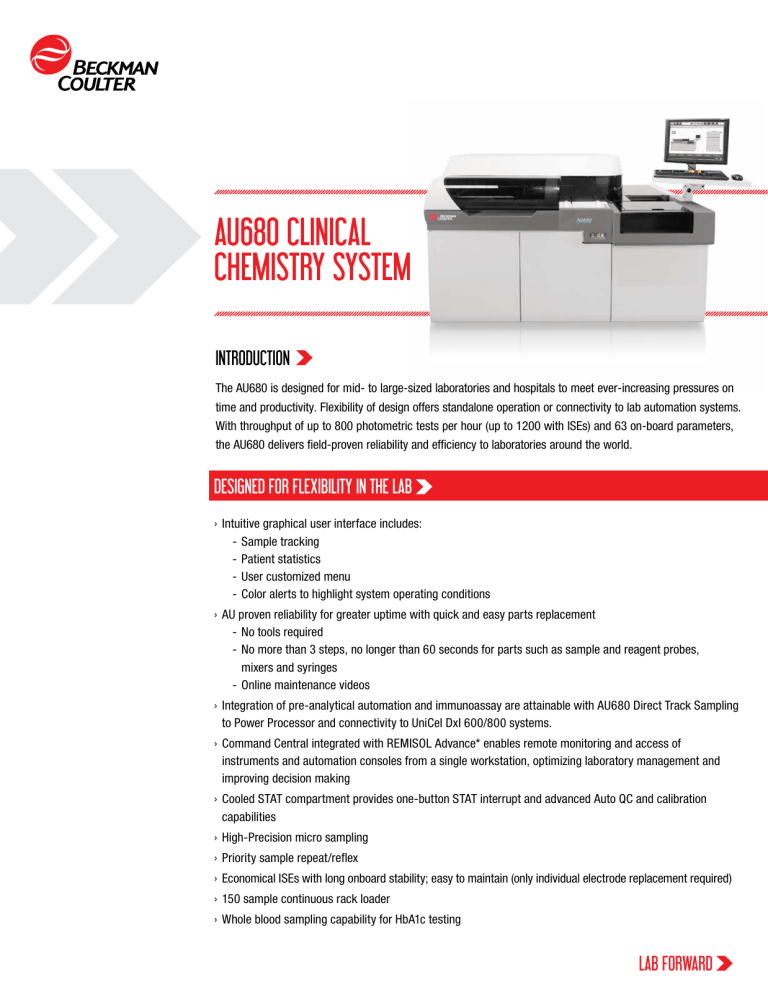 AU680 Clinical Chemistry System Brochure